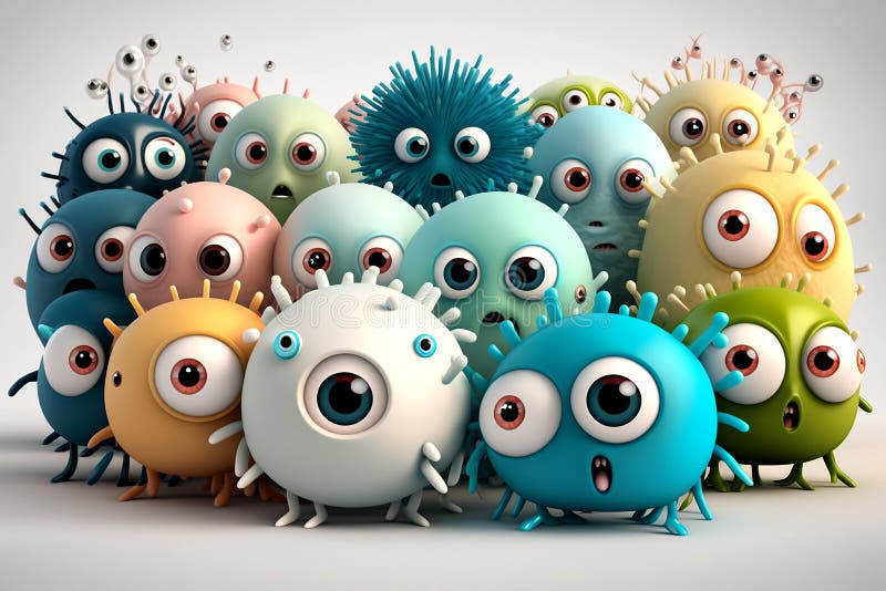 Group of Funny Multi-colored Virus Character with Angry Faces Isolated ...