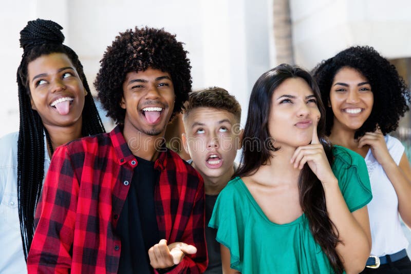 Group of Funny Multi Ethnic Young Adults Stock Photo - Image of group ...