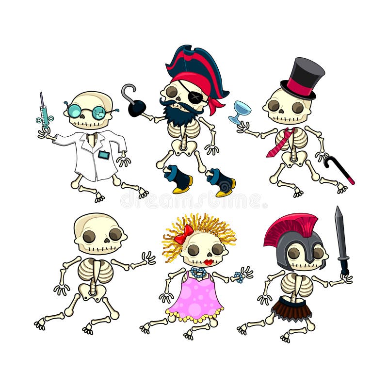 Group of funny skeletons. stock vector. Illustration of sword - 38974917
