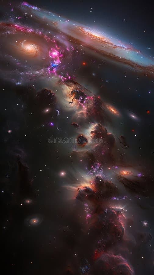 A Group of Galaxies in the Night Sky with Stars Stock Photo - Image of ...