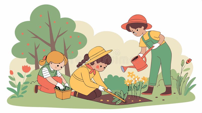 Group Gardening Project: Children Gardening Together, Community Garden ...