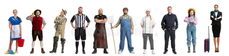 Group of Gender Mixed People with Different Professions, Jobs Standing ...