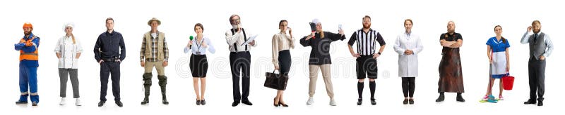 Group of Gender Mixed People with Different Professions, Jobs Standing ...