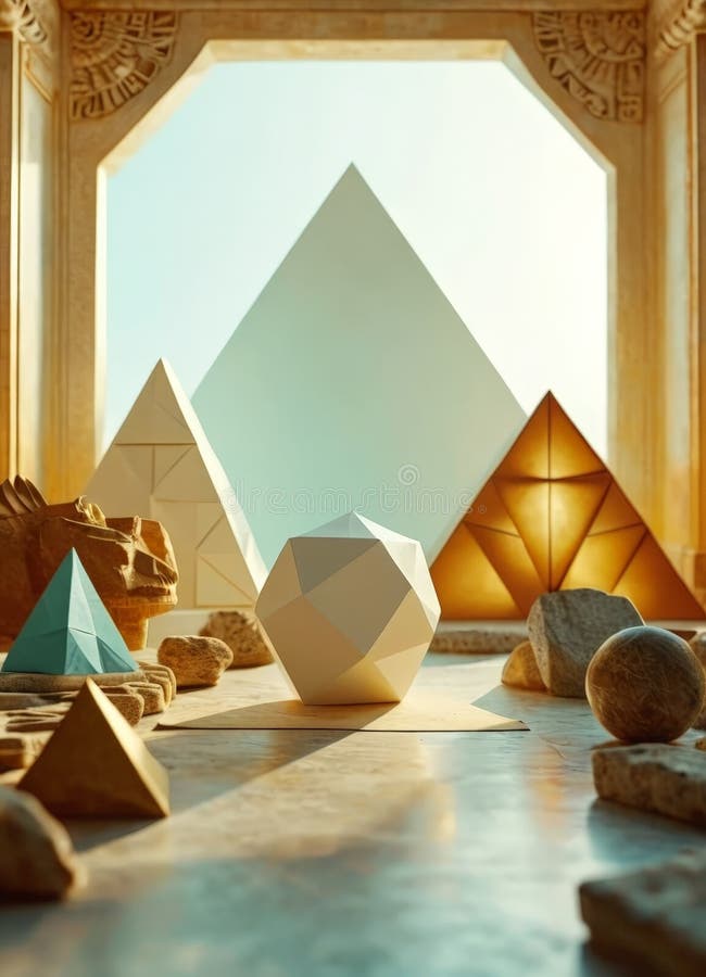 Group Geometric Shapes on Table Stock Illustration - Illustration of ...