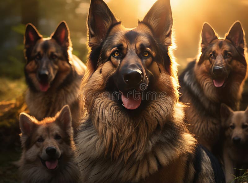 A Group of German Shepherds Stock Image - Image of family, young: 290942153
