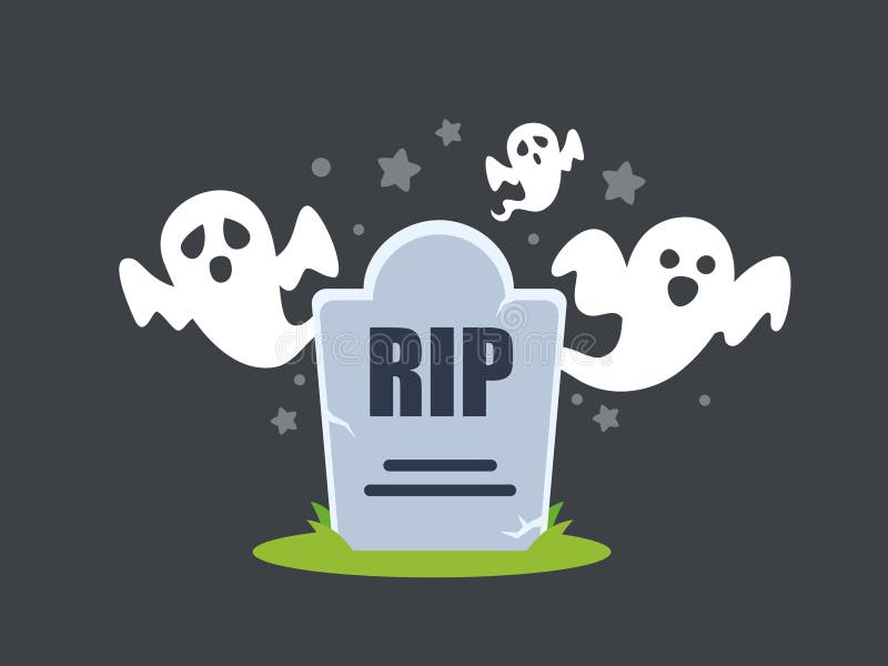 A Group of Ghost is Floating Around a Tombstone. Isolated Vector ...