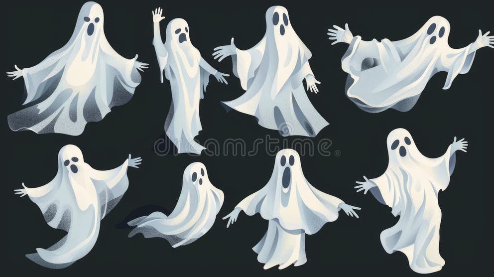 Ghostly Figures in Various Poses Stock Image - Image of supernatural ...
