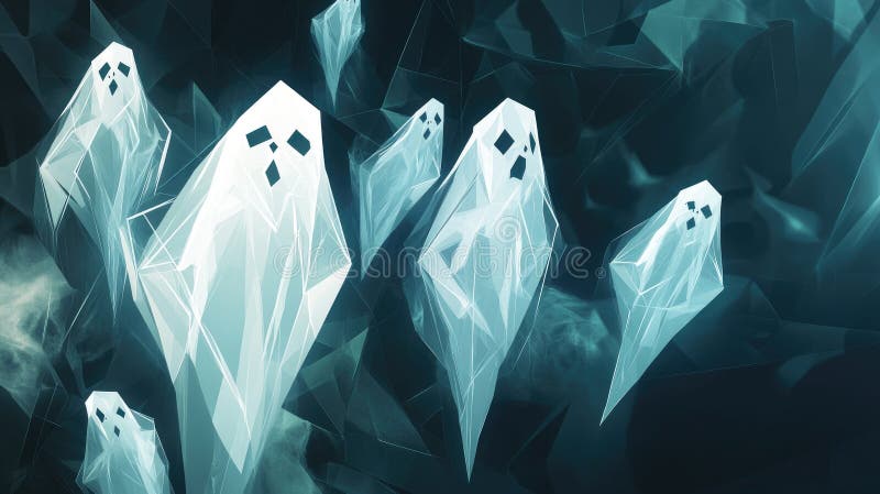 A Group of Ghostly Figures are Flying through the Air in a Blue ...