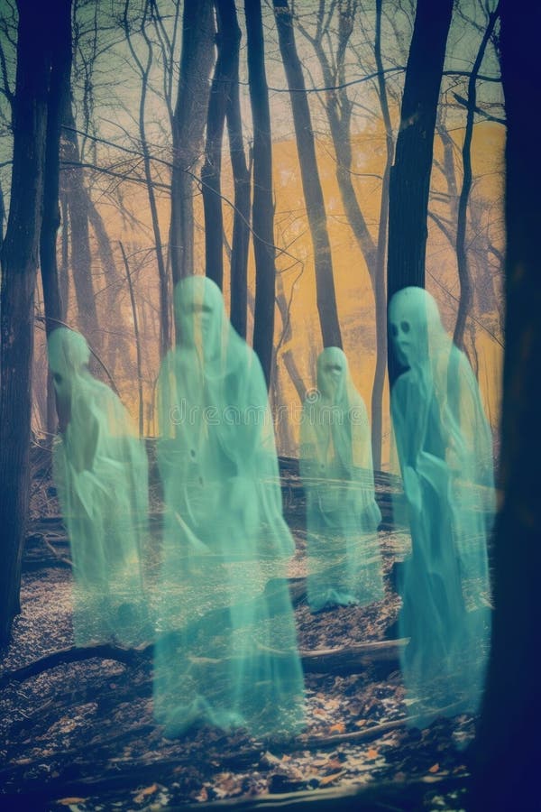 A Group of Ghostly People Walking through a Forest. Generative AI Image ...