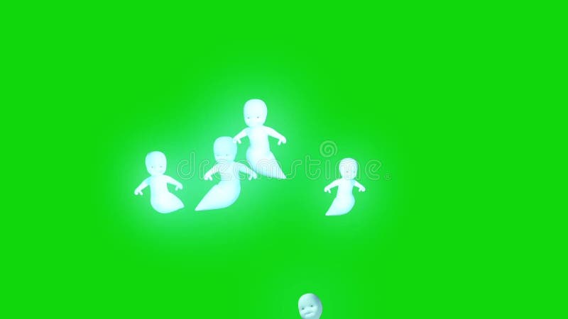 Group of Ghosts Walks Green Screen 3D Rendering Animation Stock Footage ...