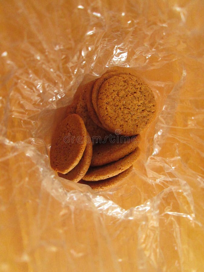 Ginger Cookies in Plastic Wrapping. Stock Image - Image of baker, brown ...