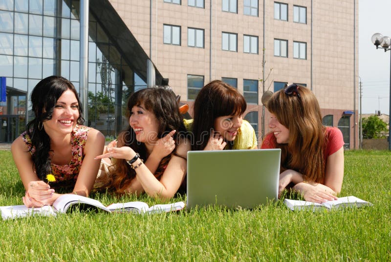 Back View of Group of Happy Young Women Stock Photo - Image of females ...