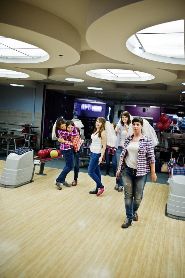 Group of Happy Girls Hen Party Stock Image - Image of indoors, bowling ...