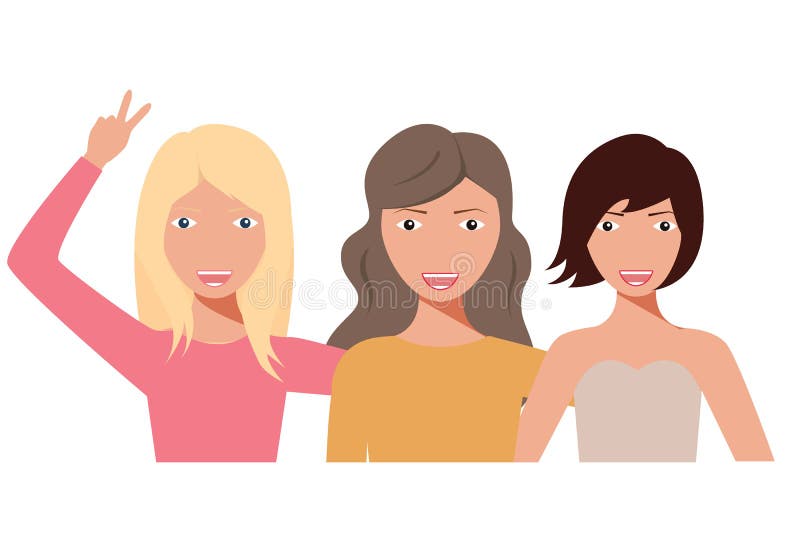 Group of Girls Hugging - Friends Concept -Vector Stock Illustration ...