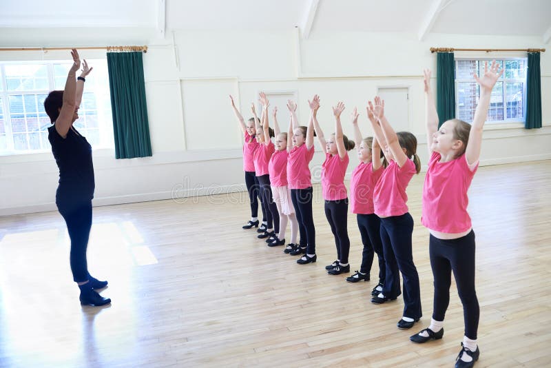 Group of Girls in Tap Dancing Class with Teacher Stock Photo - Image of ...