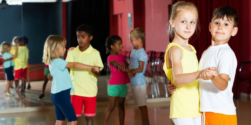 Group of Glad Children Dancing Salsa Dance Stock Photo - Image of class ...