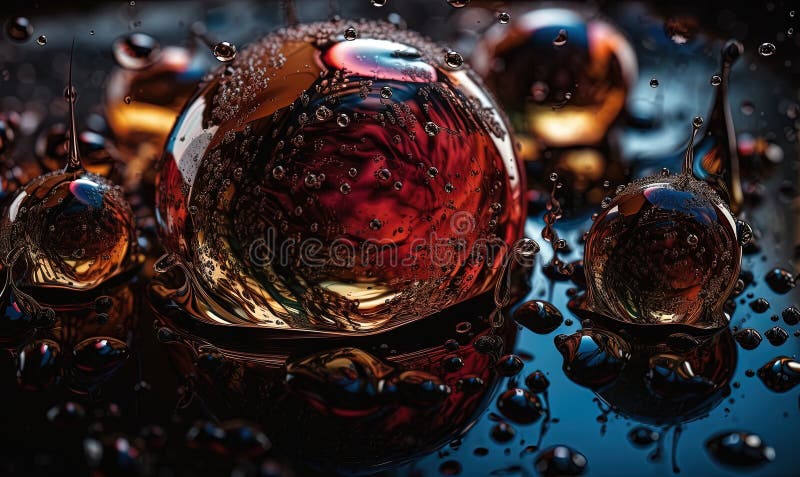 A Group of Glass Balls Sitting on Top of a Puddle of Water Stock ...