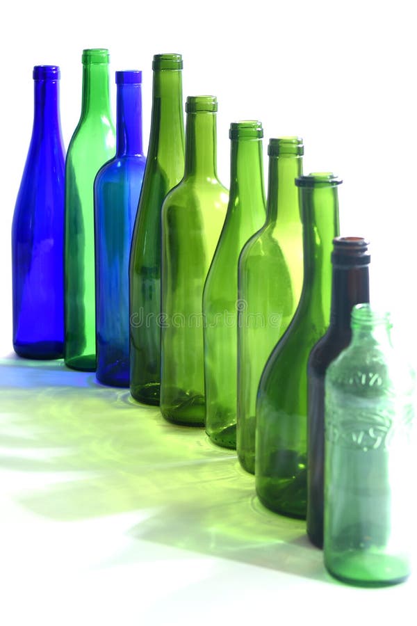 Group of Glass Bottles in a Row Stock Image - Image of group, diverse ...