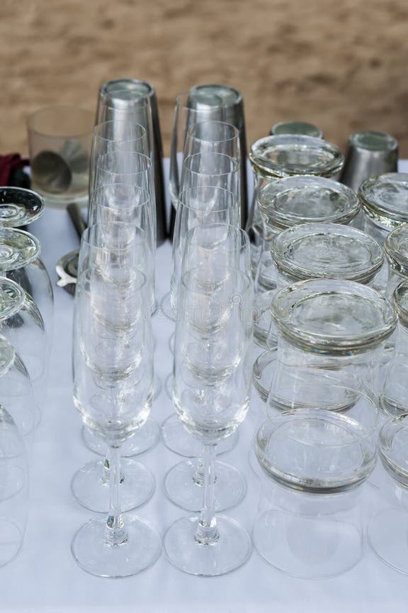 Group of Glass, Setup for Wedding Stock Image - Image of glass, eating ...