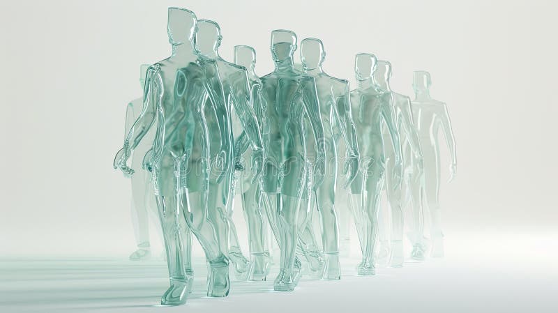 Group of Glass Transparent People Isolated on White Background Stock ...