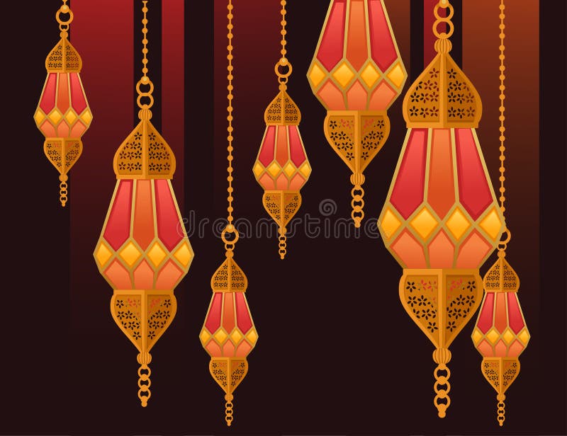 Group of Glass Turkish Traditional Celebration Lantern with Different ...