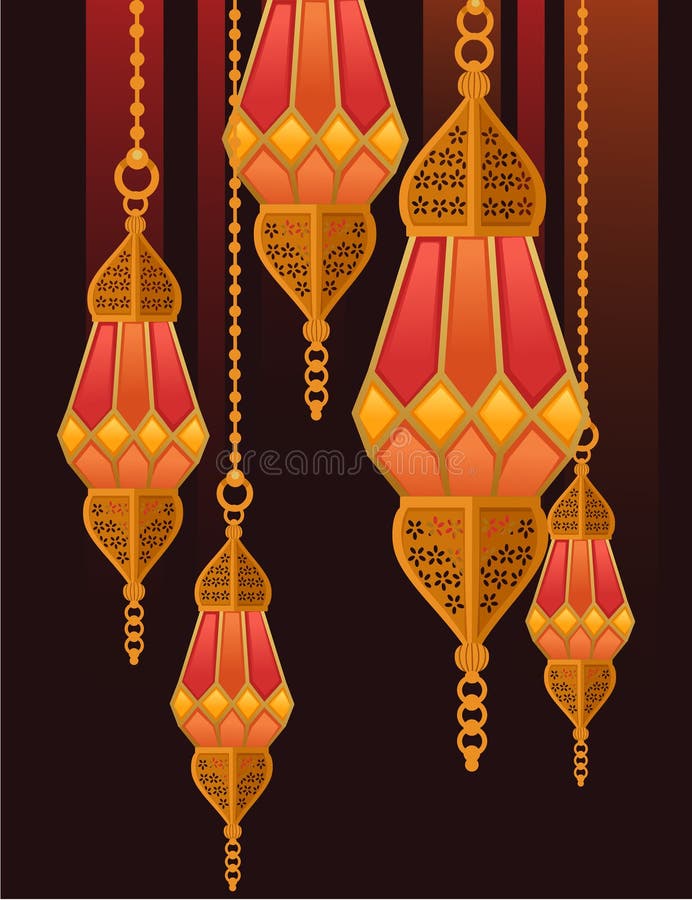 Group of Glass Turkish Traditional Celebration Lantern with Different ...