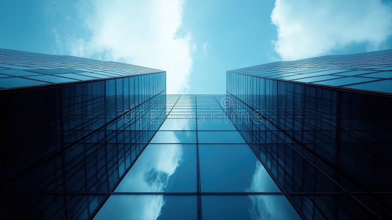 Group of Glass Windows Reflecting a Bright Sky in a Modern ...