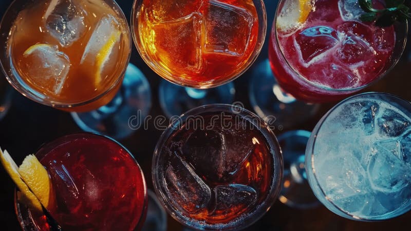 Group of Glasses with Drinks Stock Photo - Image of generated, glasses ...