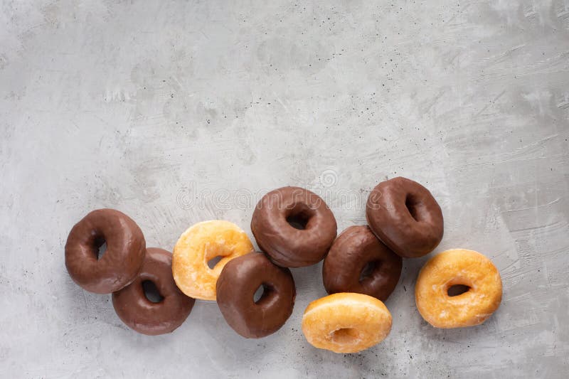 Group of Glazed Donuts on Gray Background Stock Image - Image of hole ...