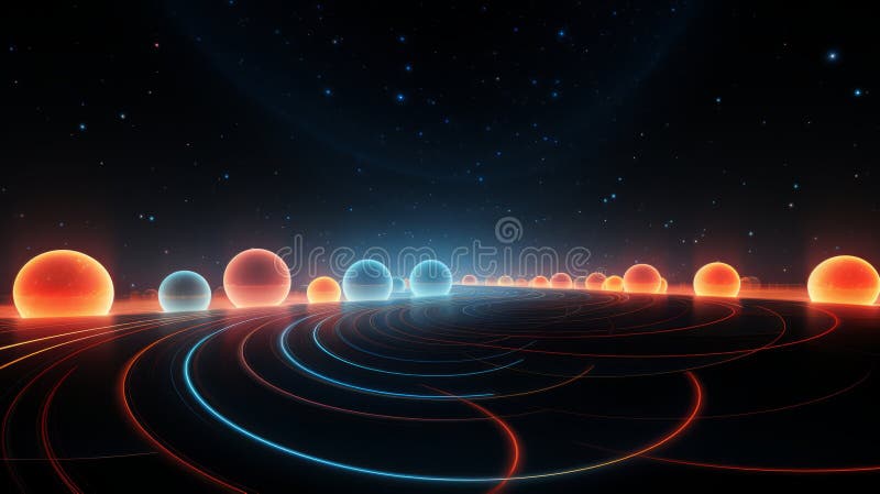 A Group of Glowing Spheres in a Circle Stock Illustration ...