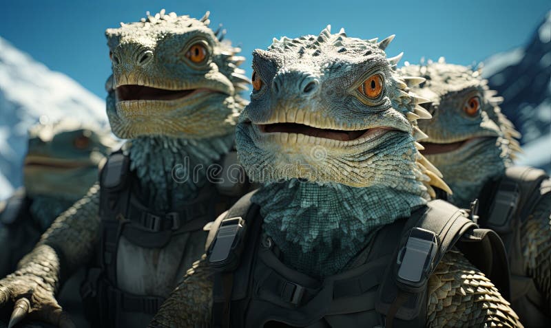 Group of Godzillas Standing Together Stock Image - Image of group, film ...