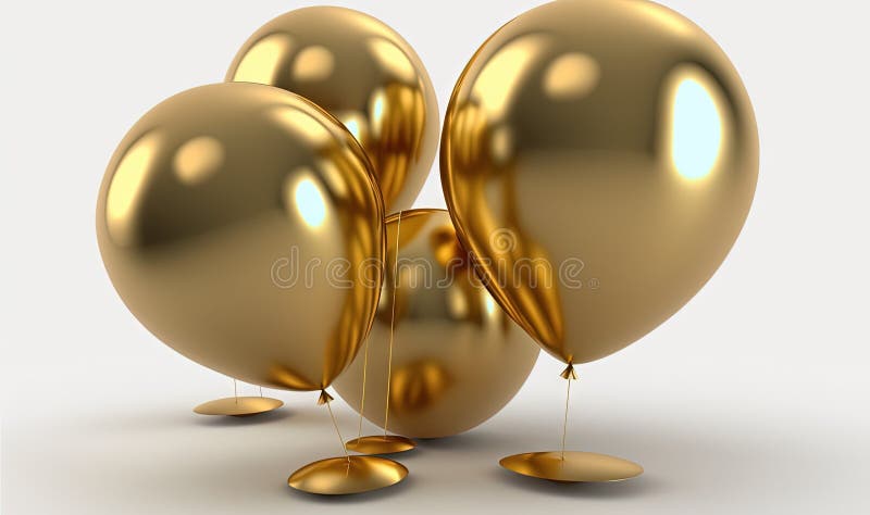 A Group of Gold Balloons Floating on Top of Each Other Stock ...