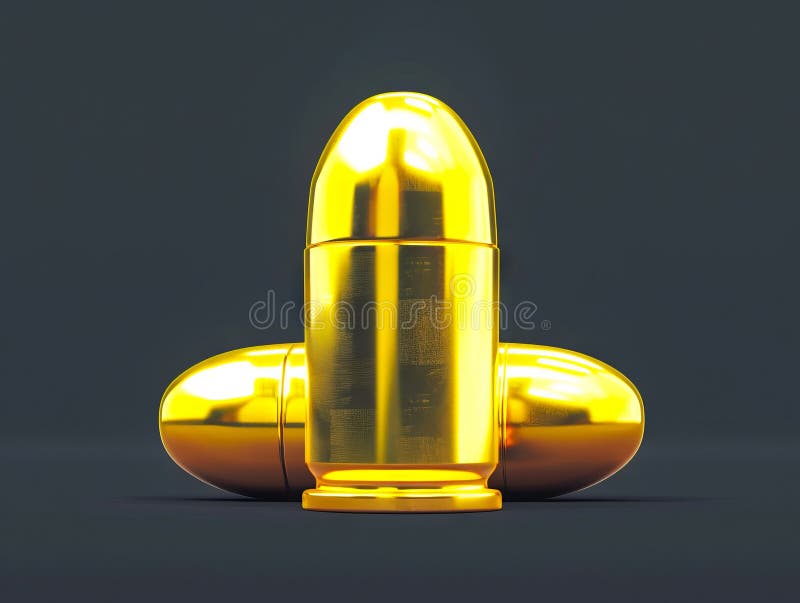 A Group of Gold Bullets Sitting on Top of Each Other Stock Illustration ...