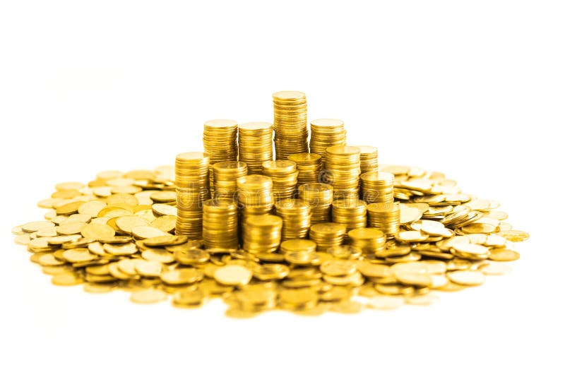 A Group of Gold Coin Full Fill in Golden Ware Bowl with Beautiful ...