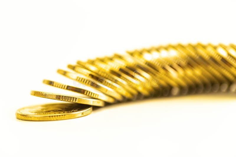 A Group of Gold Coin Stacking from Front Row Shallow Focus Stock Photo ...