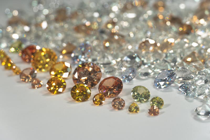 .a Group of Golden Diamonds Arranged in a Row in Front of White ...