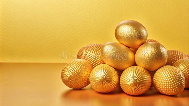 A Group of Golden Eggs Arranged in a Pyramid Shape Against a Gold ...