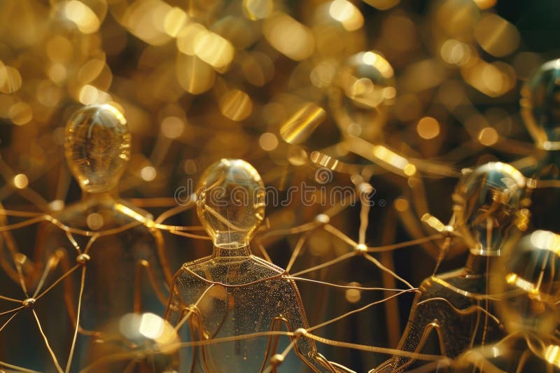 Group of Golden Figures Against a Shimmering Gold Backdrop. Suitable ...