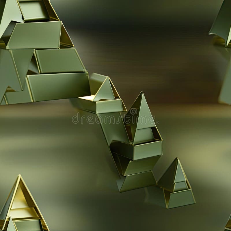Group of Golden Green Pyramids in Fragmented Compositions (tiled) Stock ...