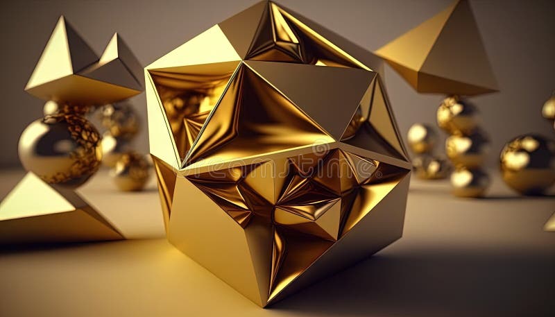 A Group of Golden Objects Sitting on Top of a Table. Generative Ai ...