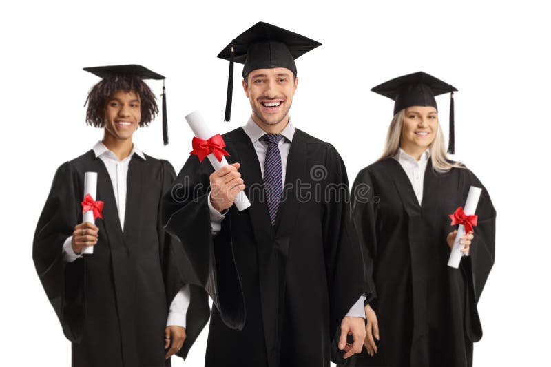 Group of Graduates with Bachelor Certificates Stock Image - Image of ...