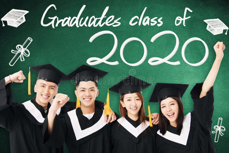 Group of Graduating Students Standing Together and Class of 2020 ...