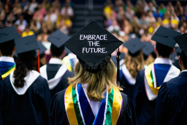 A Group of a Graduation Cap with the Words Embrace the Future, AI Stock ...