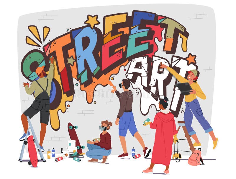 Group of Graffiti Artists Collaboratively Use a Wall As Their Canvas ...