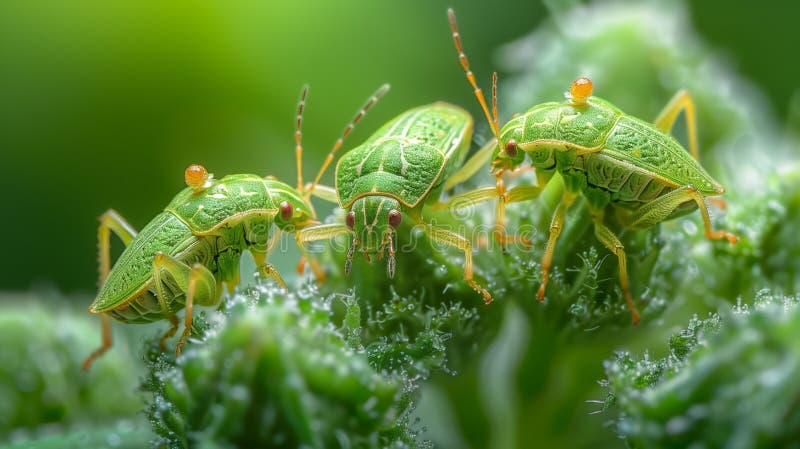 Group of Green Bugs on Plant Image Stock Image - Image of insects ...