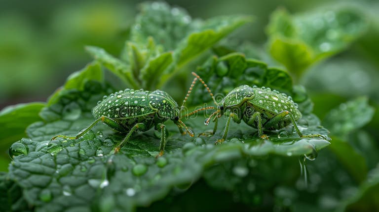 Group of Green Bugs on Plant Image Stock Photo - Image of resting ...