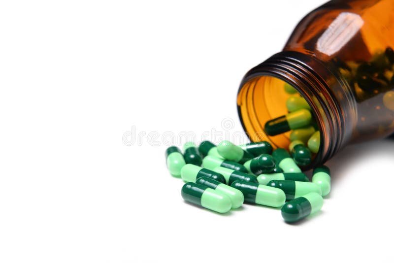 Green Capsule Pills Isolated Stock Image - Image of narcotics ...