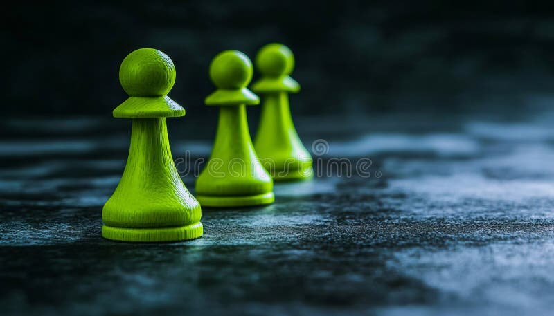 A Group of Green Chess Pieces Sitting on Top of a Table Stock Image ...