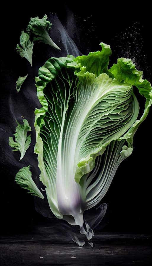 Cabbage Explosion on Dark Background. 3d Rendering, 3d Illustration ...