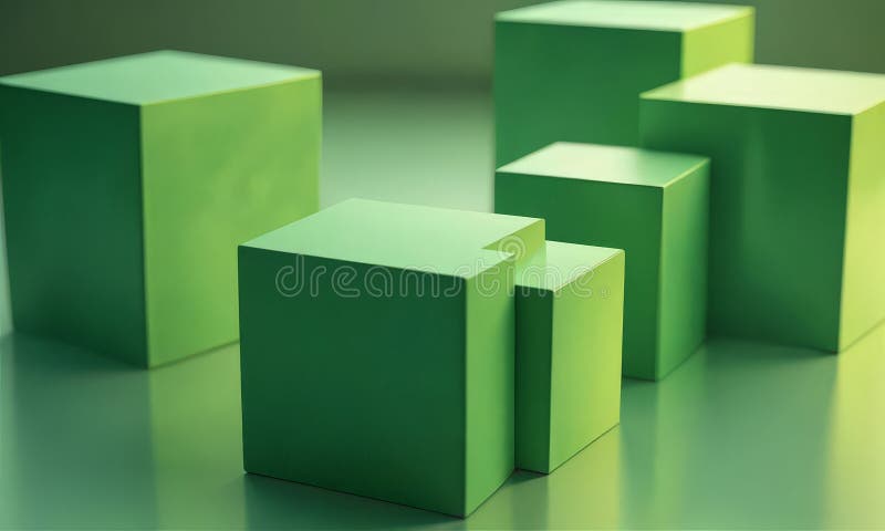 Group Green Cubes Arranged in Circular Pattern, with Gradient ...